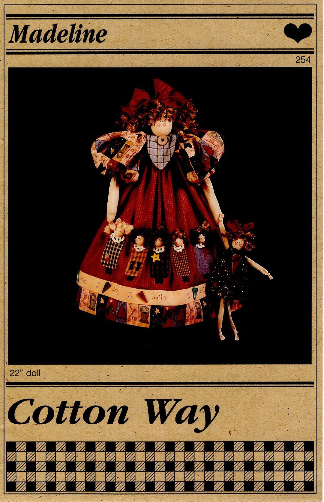 Vtg 22" Folk Art Dolls Uncut PATTERN Madeline Cotton Way Long Leggins ...