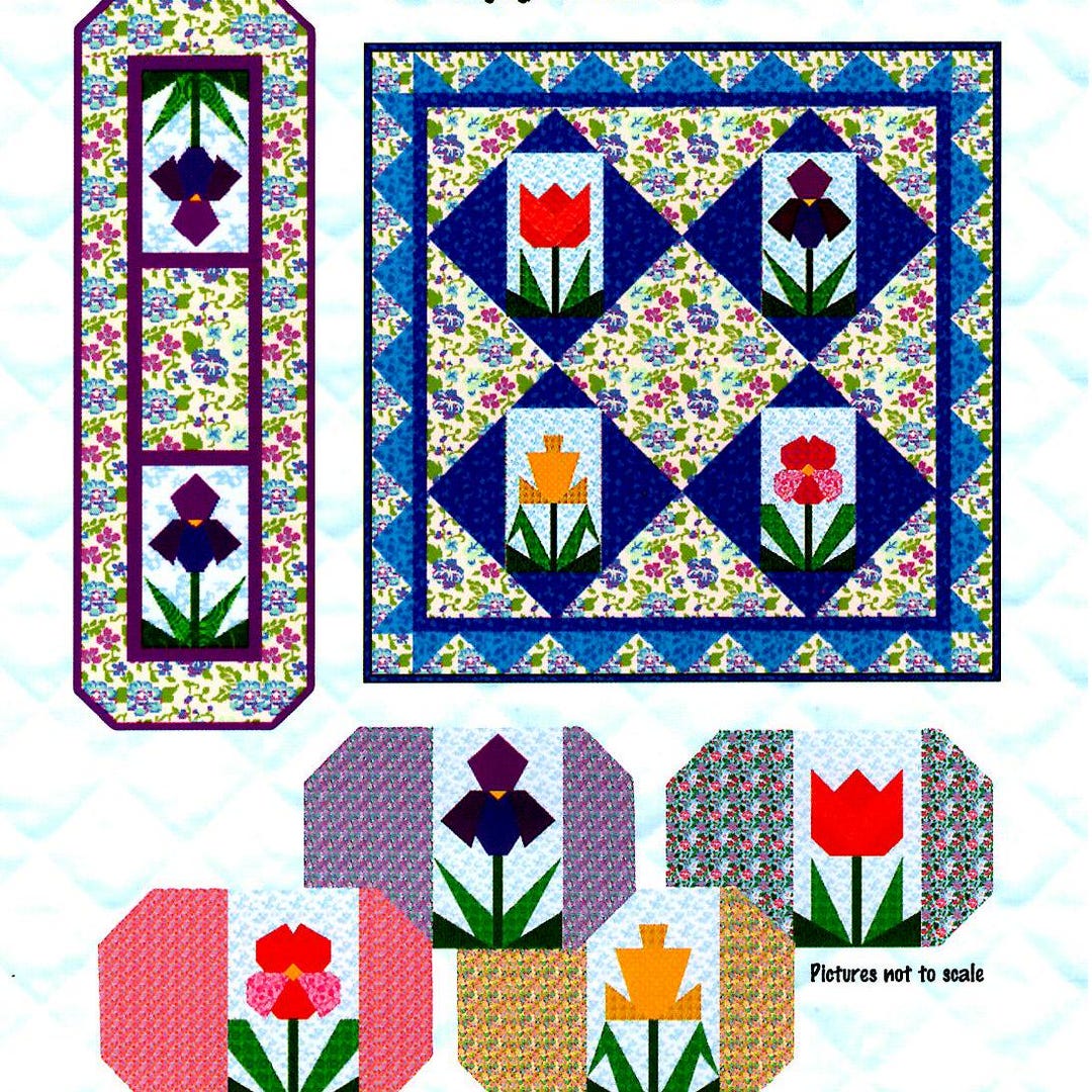 Pieced Flowers Mini Quilt Uncut PATTERN Small Wall Hanging 48x48 ...