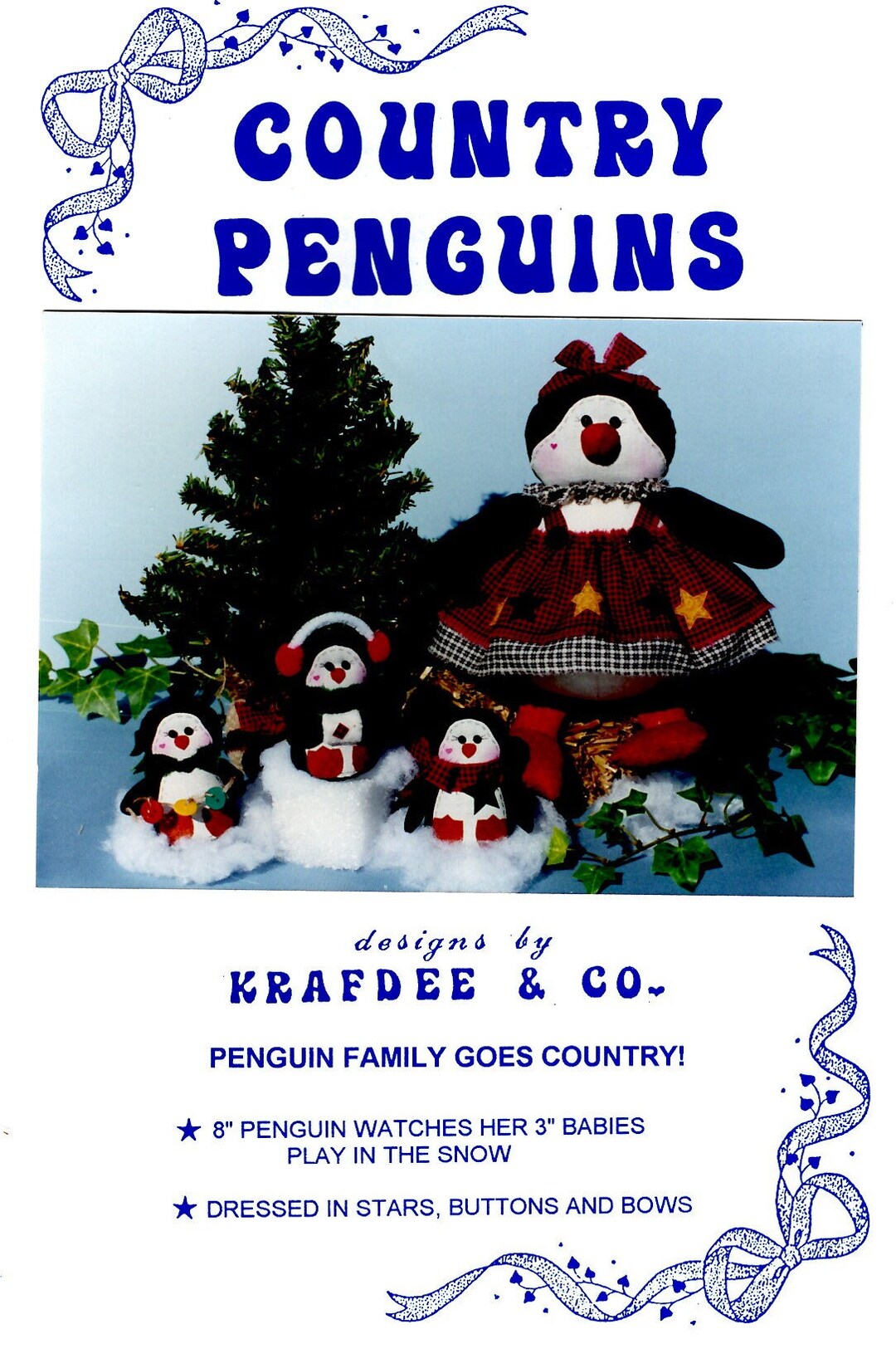 8 Country Penguin Doll Uncut Pattern Stuffed Animal Pattern Stuffed ...