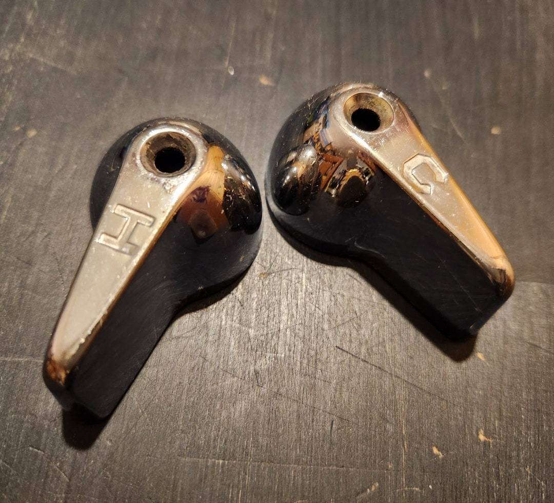 Vtg MCM Hot & Cold Small Paddle Faucet Levers for Bathroom Sink Shower ...
