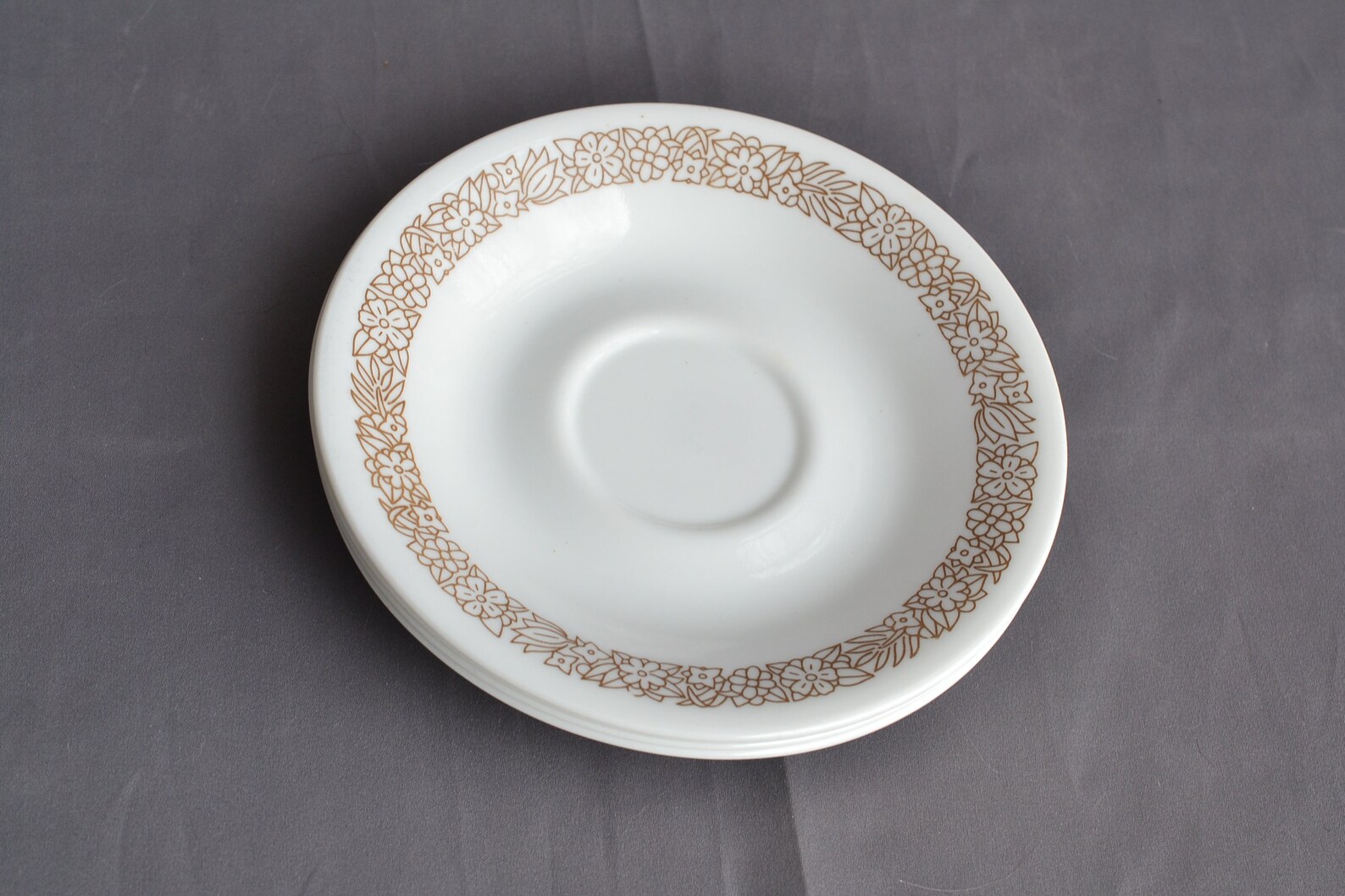 90s Set of 5 Corelle Woodland Brown Outlined Flowers on White - Etsy