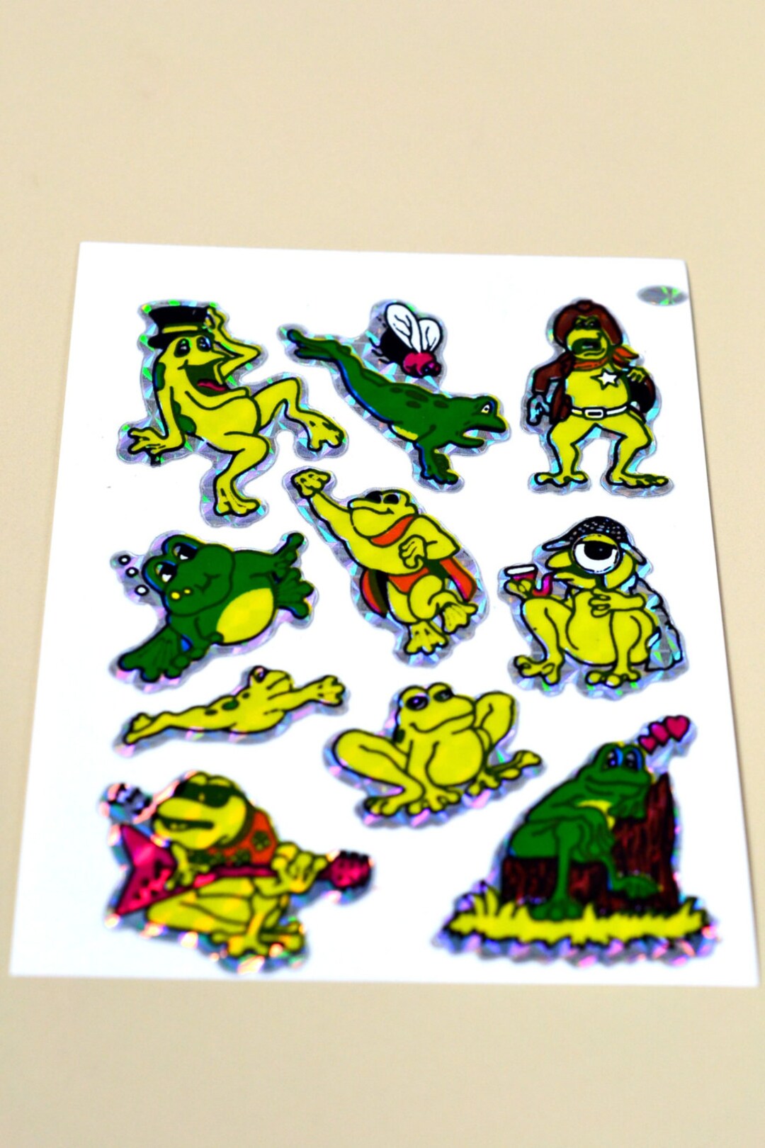 2 Sheets 1980s Prismatic Stickers Frogs Assortment Reflective Sticker ...