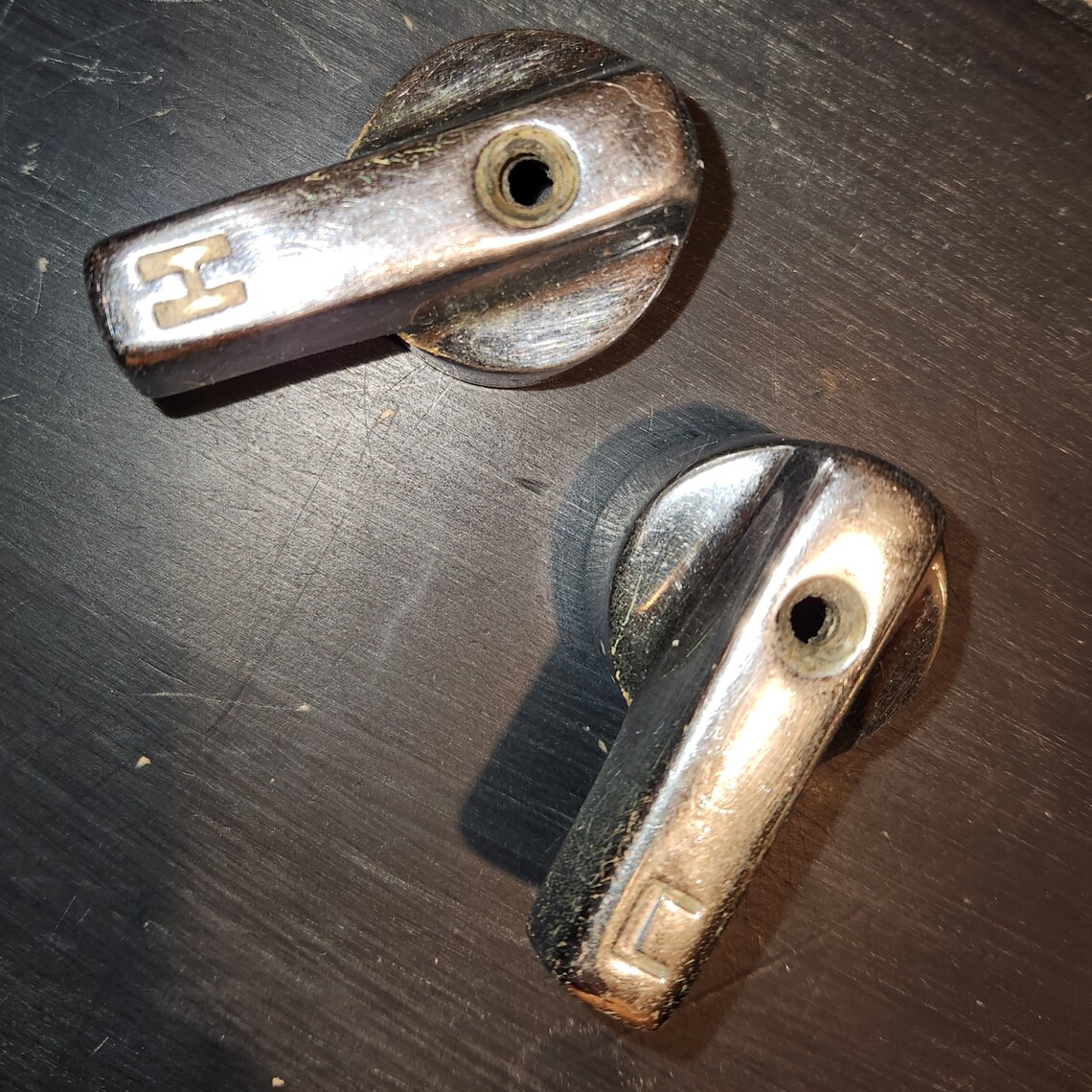 Vtg MCM Hot & Cold Large Paddle Faucet Levers for Bathroom Sink Shower ...
