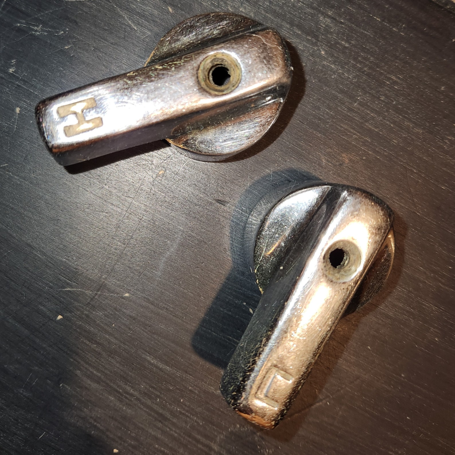 Vtg MCM Hot & Cold Large Paddle Faucet Levers for Bathroom Sink Shower ...
