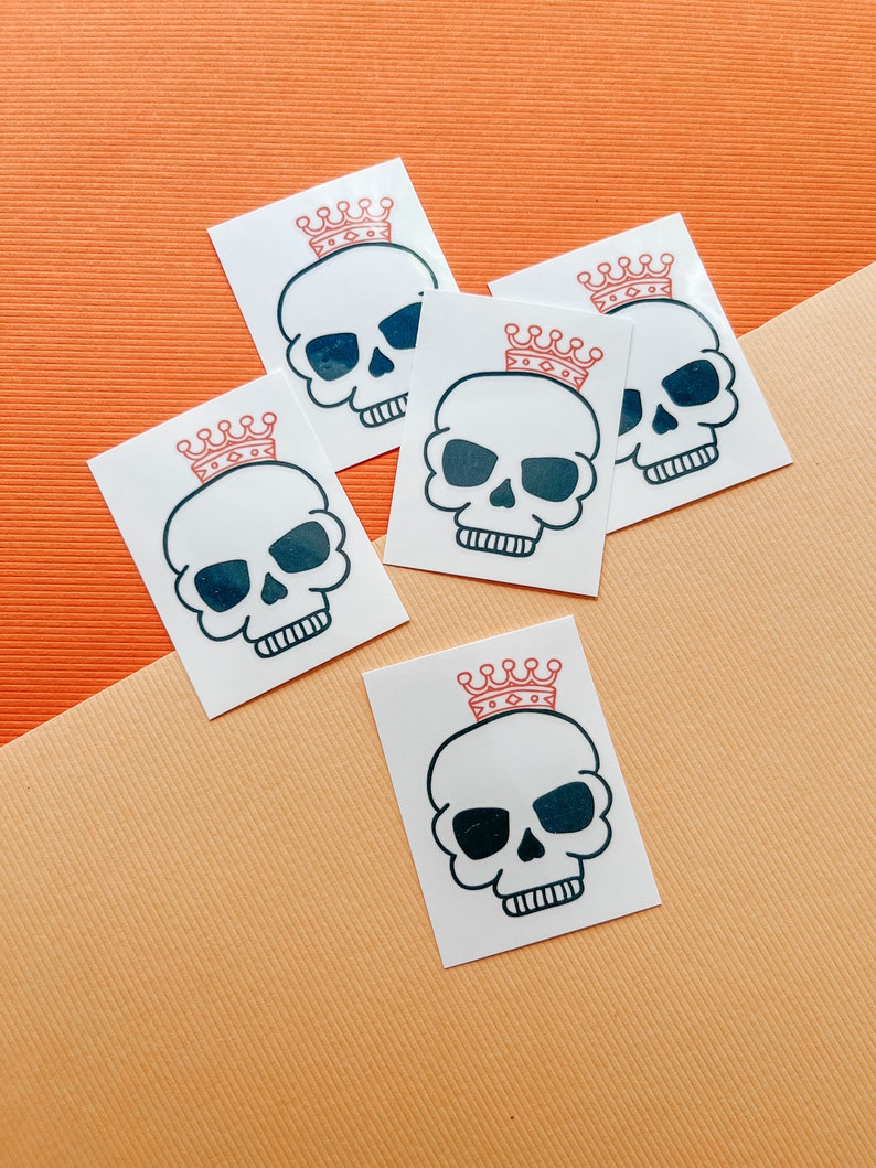 Skull Temporary Tattoo Skeleton With Crown Spooky Season - Etsy