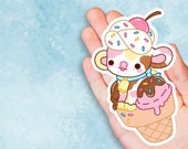 Sundae the Ice Cream Cow Cute Kawaii Vinyl Sticker Laptop - Etsy
