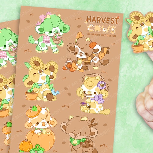 Garden Cows Sticker Sheets 2 Pack Kawaii Cute Stickers - Etsy