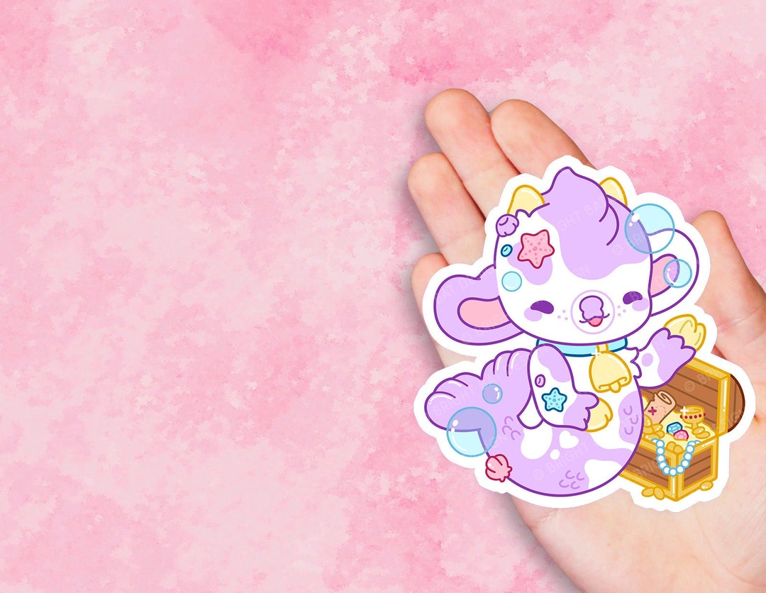 Pearl the Mermaid Cow - Cute Kawaii Vinyl Sticker | Laptop Sticker ...