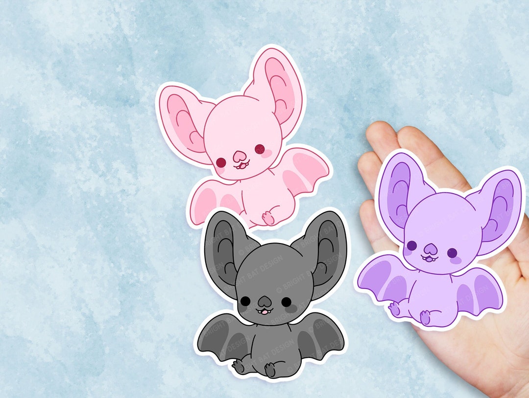 Bright Bat Mascot - Cute Kawaii Vinyl Sticker | Laptop Sticker | Water ...