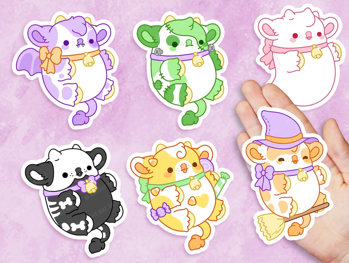 Halloween Cow Nuggets Set | Spooky Kawaii Cute Vinyl Diecut Waterbottle ...