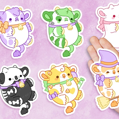 Halloween Cows Set Spooky Kawaii Cute Vinyl Diecut - Etsy