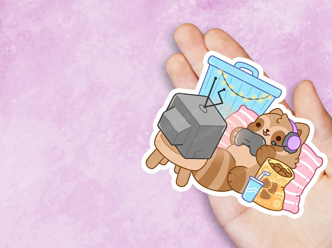 Gamer Raccoons- Cute Kawaii Vinyl Sticker | Laptop Sticker | Water ...