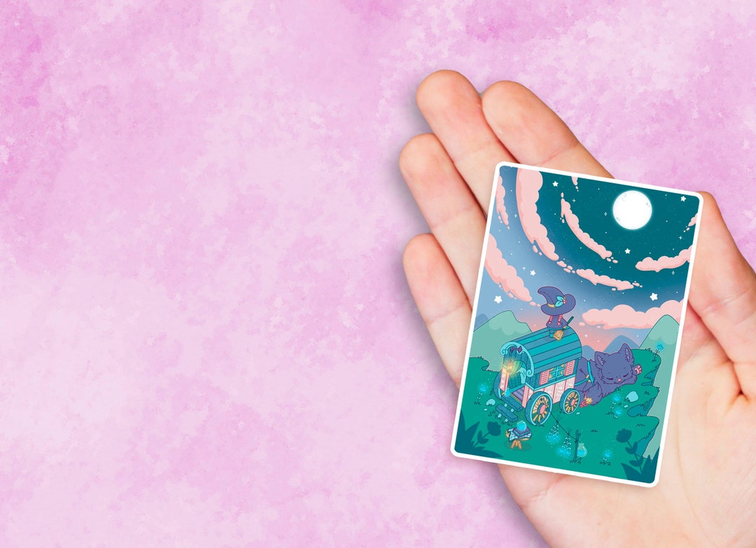 Flower Cliff Witch Wagon - Cute Kawaii Vinyl Sticker | Laptop Sticker ...