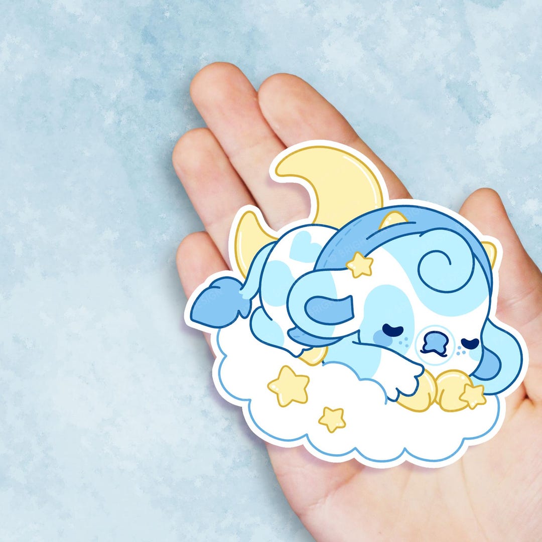 Snooze the Sleepy Cow - Cute Kawaii Vinyl Sticker | Laptop Sticker ...