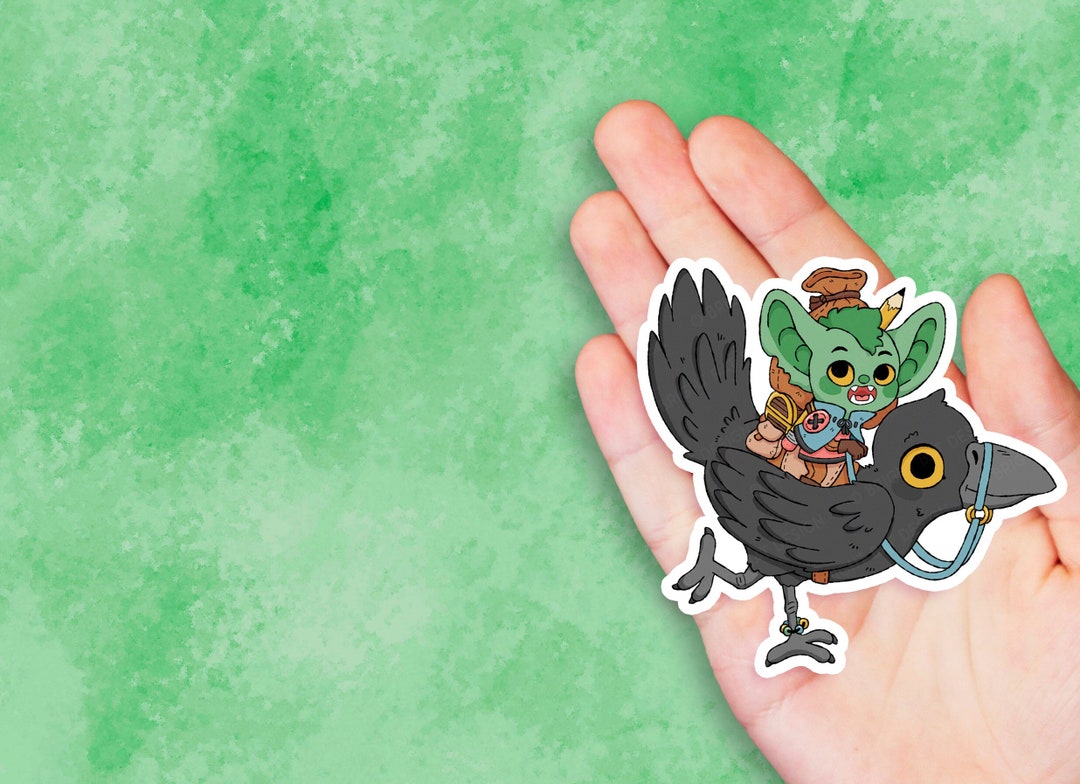 Trinket Goblin Crow - Cute Kawaii Vinyl Sticker | Laptop Sticker ...