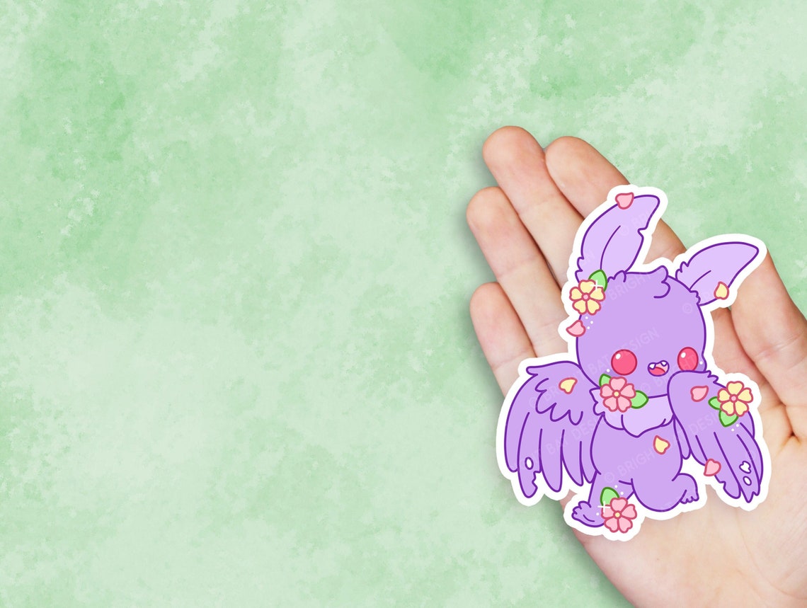 Flower Mothman - Cute Kawaii Vinyl Sticker | Laptop Sticker | Water ...