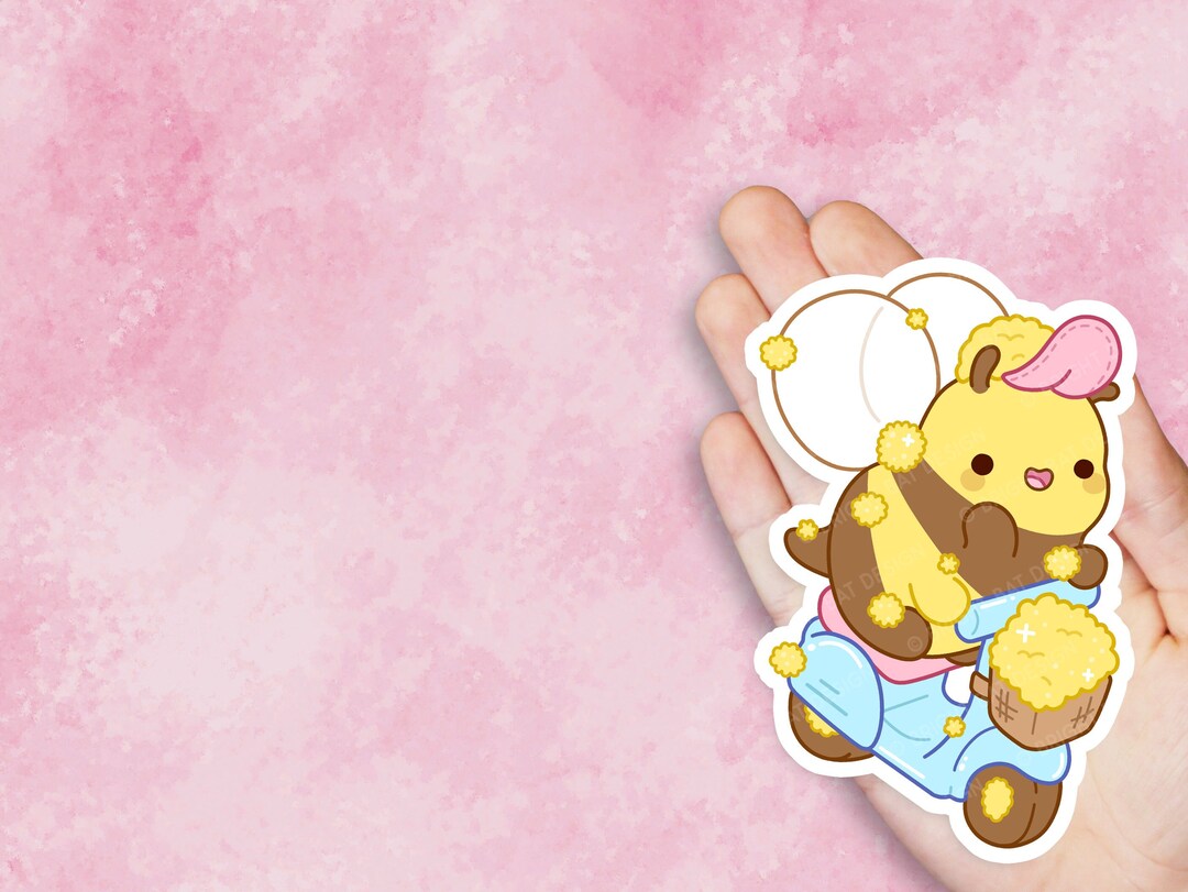 Pollen Delivery Bee - Cute Kawaii Vinyl Sticker | Laptop Sticker ...