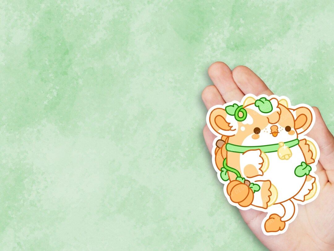 Pumpkin Cow Nugget - Cute Kawaii Vinyl Sticker | Laptop Sticker | Water ...
