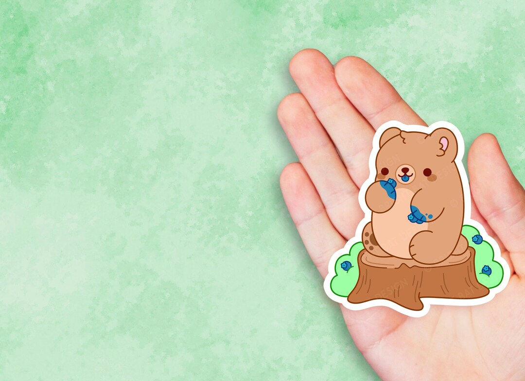 Blueberry Bear - Cute Kawaii Vinyl Sticker | Laptop Sticker | Water ...