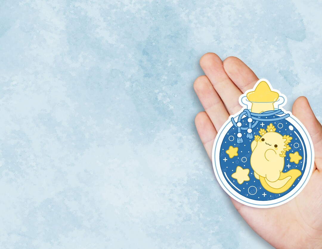 Star Sky Bottle Lotl - Axolotl Cute Kawaii Vinyl Sticker | Laptop ...