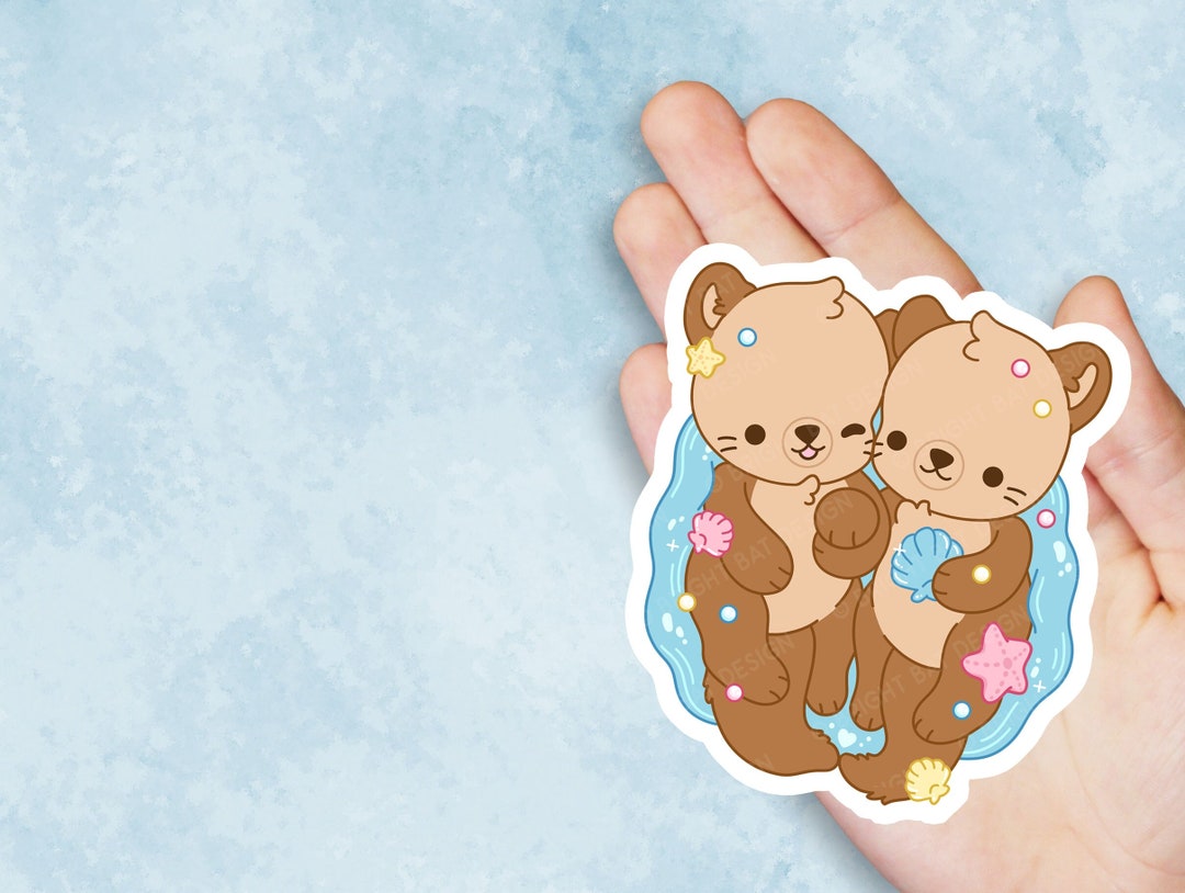 Otter Couple - Cute Kawaii Vinyl Sticker | Laptop Sticker | Water ...
