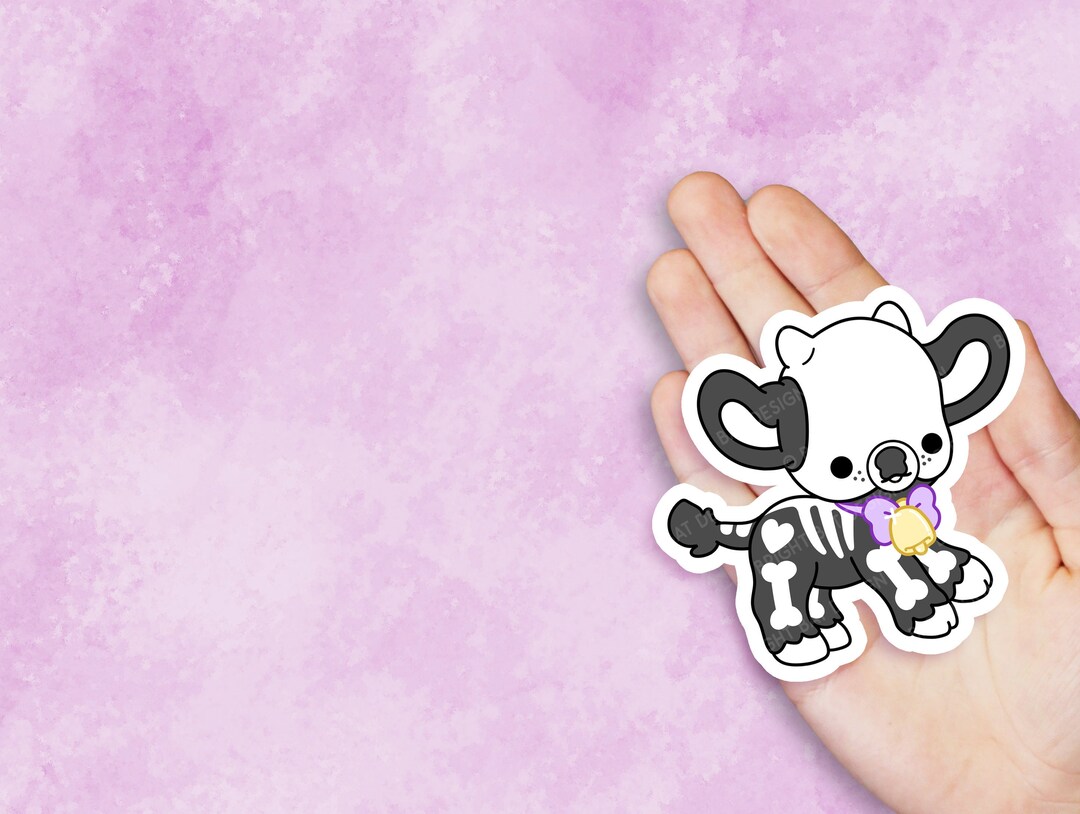 Rattle the Skeleton Cow - Cute Kawaii Vinyl Sticker | Laptop Sticker ...
