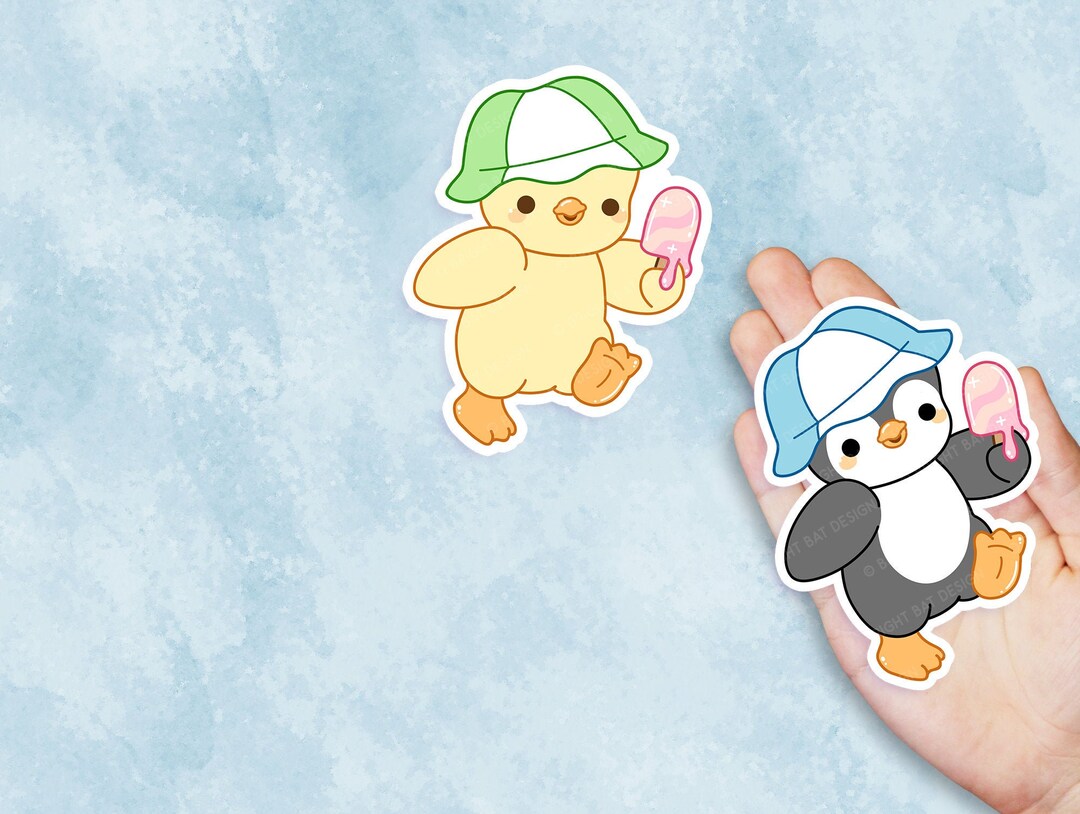 Popsicle Birds - Penguin & Duck - Cute Kawaii Vinyl Sticker | Laptop ...