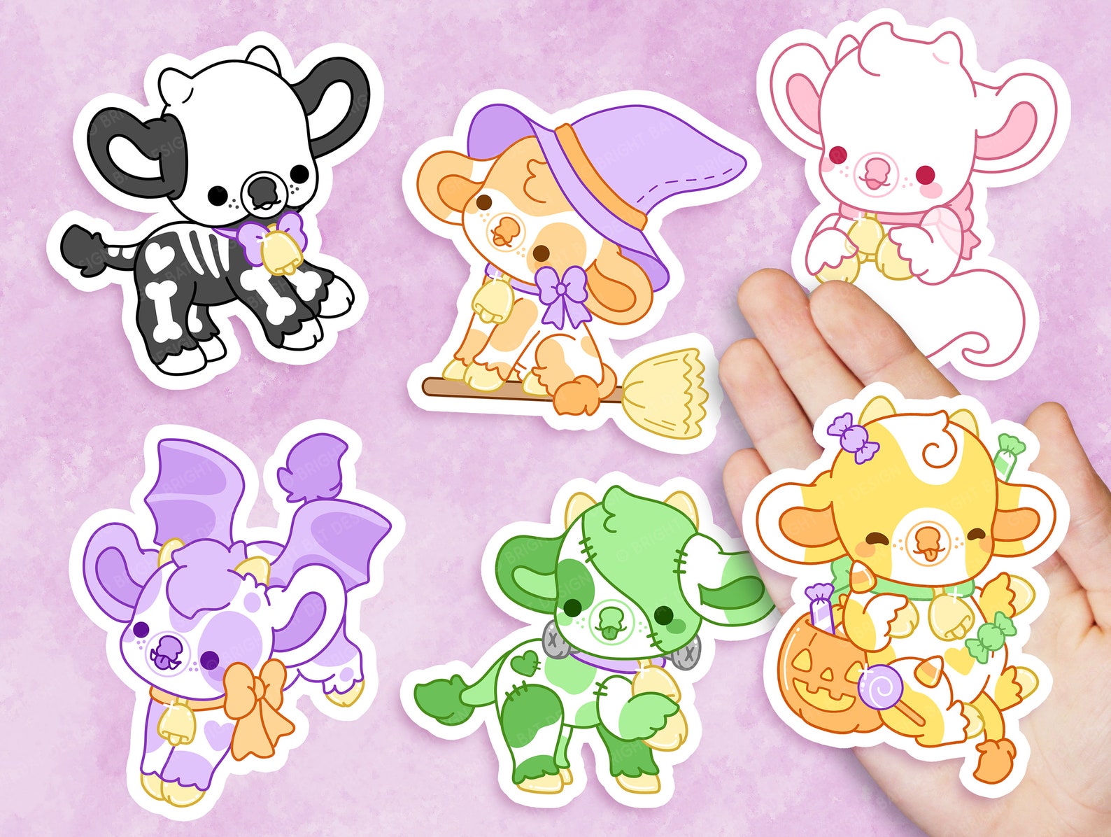 Halloween Cows Set | Spooky Kawaii Cute Vinyl Diecut Waterbottle Laptop ...