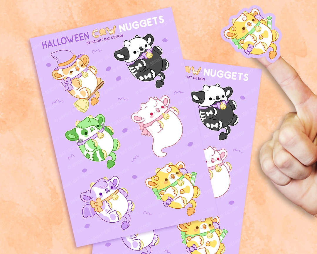 Halloween Cow Nuggets Sticker Sheets - 2 Pack | Kawaii Cute Stickers ...