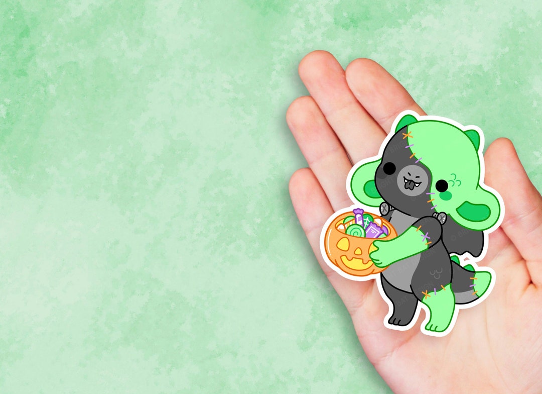 Trick or Treat Frankenstein Dragon Ink - Cute Kawaii Vinyl Sticker ...