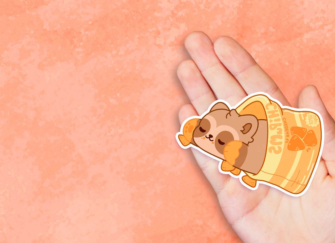 Chip Bag Raccoon - Cute Kawaii Snack Foodie Vinyl Sticker | Laptop ...