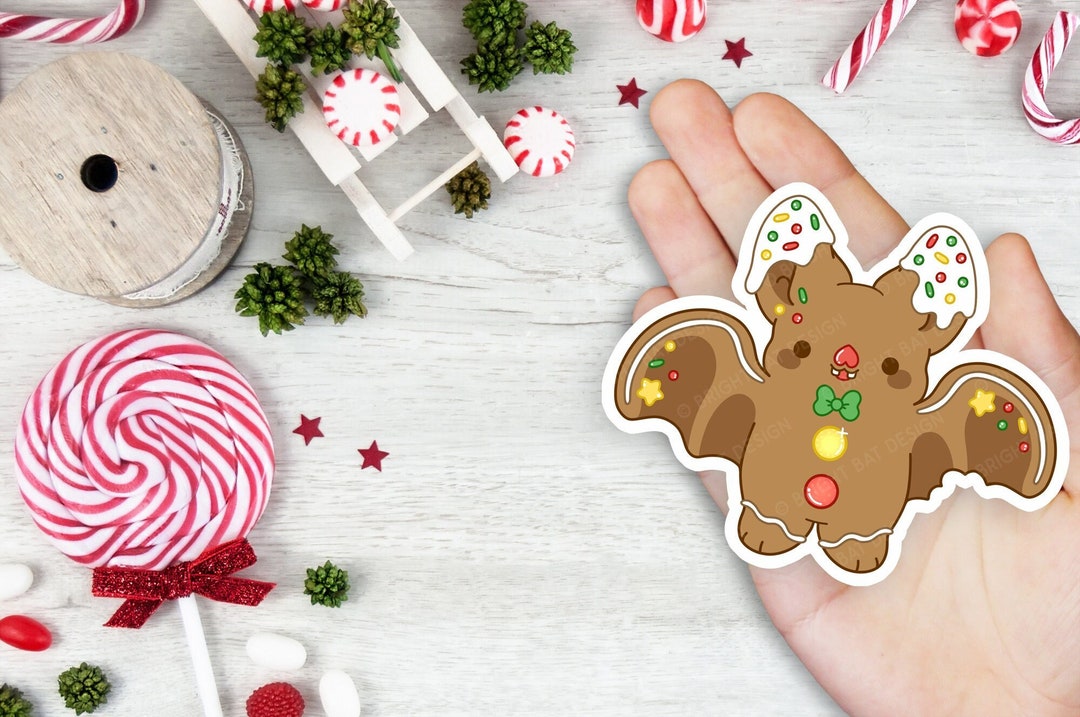 Gingerbread Bat - Cute Kawaii Vinyl Sticker | Laptop Sticker | Water ...