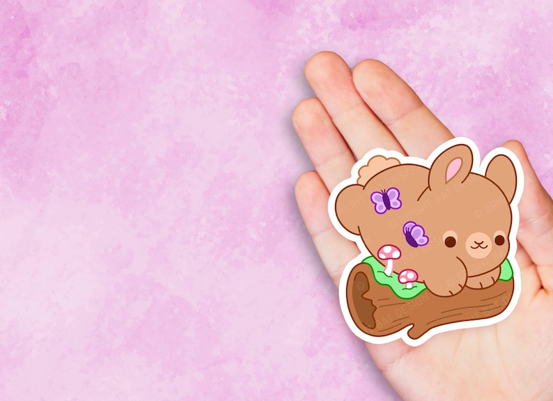 Log Leap Bunny Cute Kawaii Vinyl Sticker Laptop Sticker - Etsy