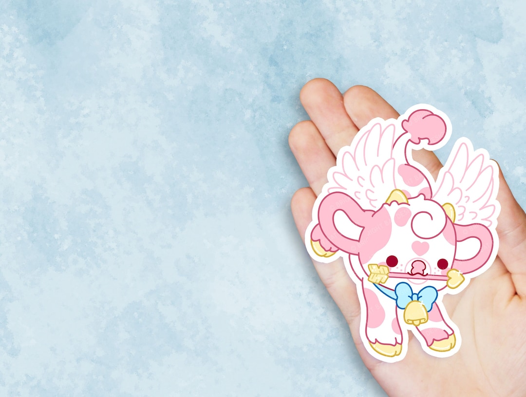 Crush the Cupid Cow - Cute Kawaii Vinyl Sticker | Laptop Sticker ...