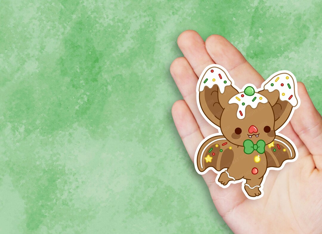 Gingerbread Bat - Cute Kawaii Vinyl Sticker | Laptop Sticker | Water ...