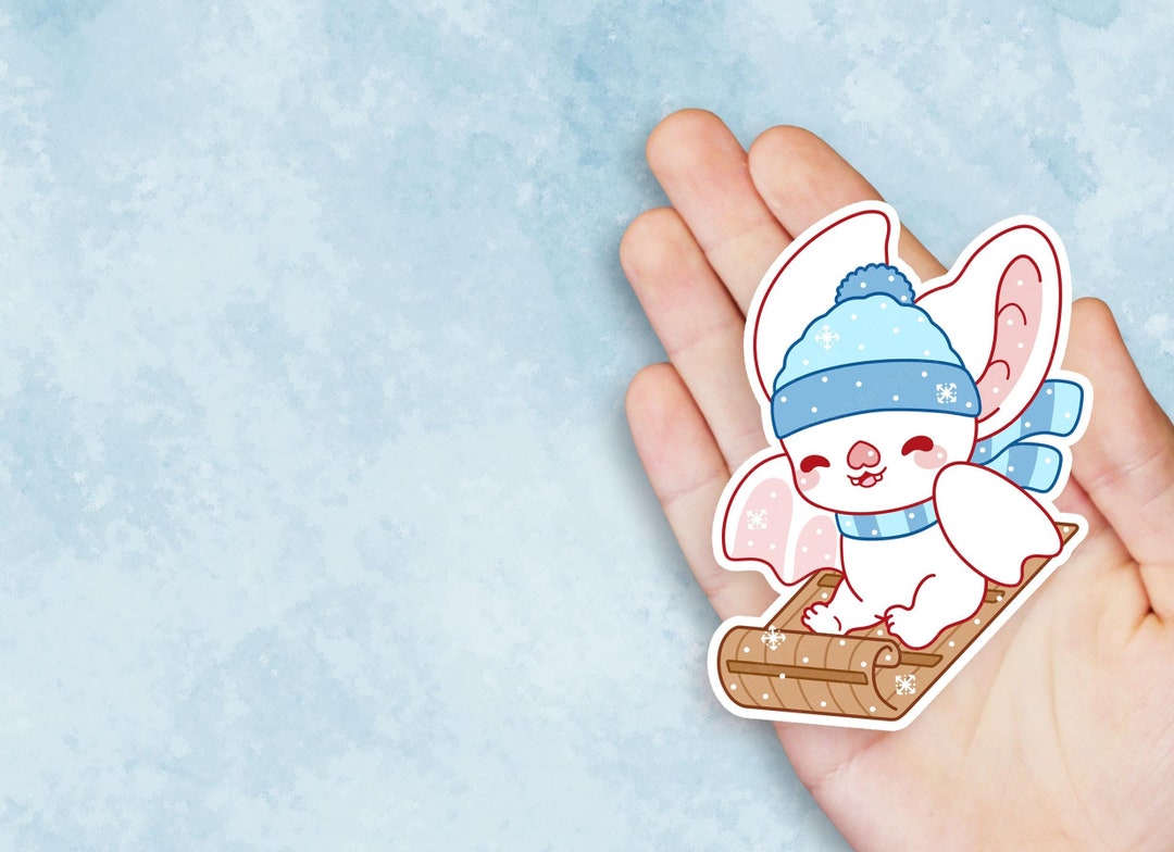 Snow Sledding Bat - Cute Kawaii Vinyl Sticker | Laptop Sticker | Water ...
