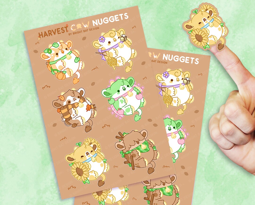 Harvest Cow Nuggets Sticker Sheets - 2 Pack | Kawaii Cute Stickers Kiss ...