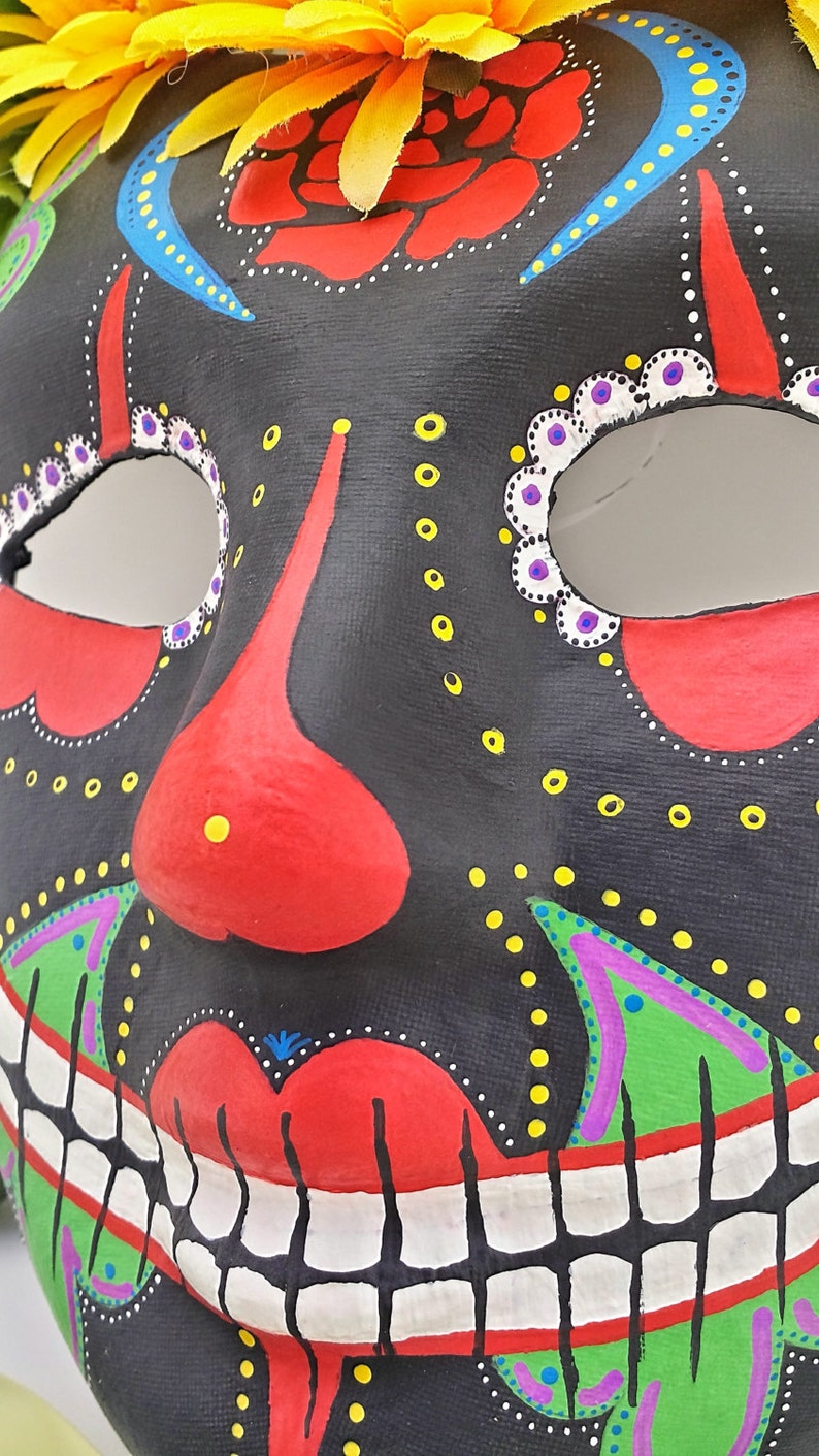 Full Face Mayan Mask Hand Painted with Vibrant Colors | Etsy