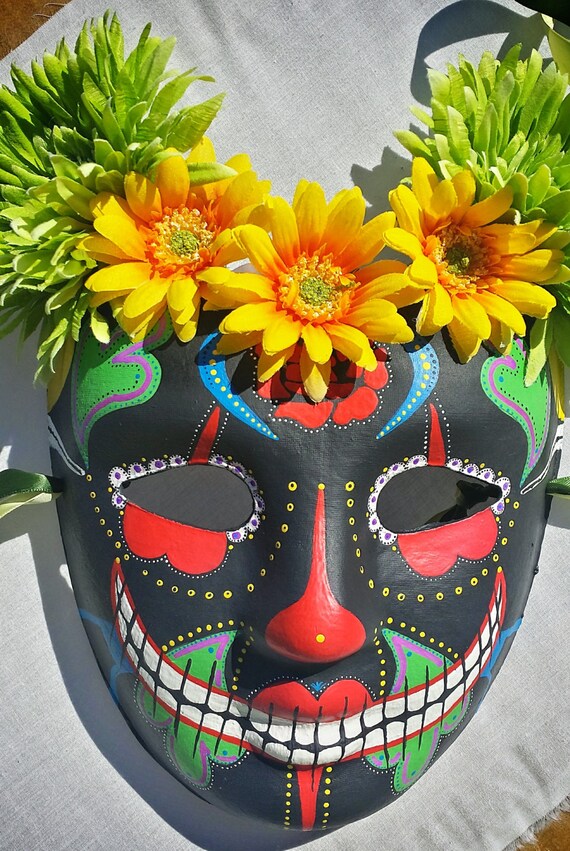 Full Face Mayan Mask Hand Painted with Vibrant Colors | Etsy