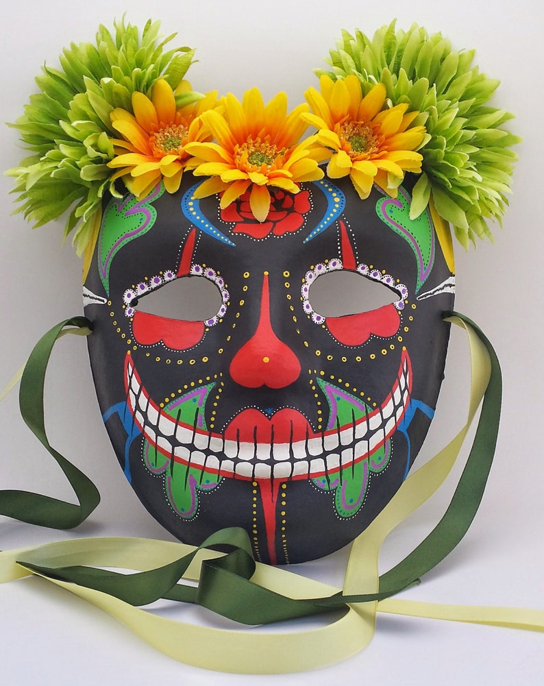Full Face Mayan Mask Hand Painted with Vibrant Colors | Etsy