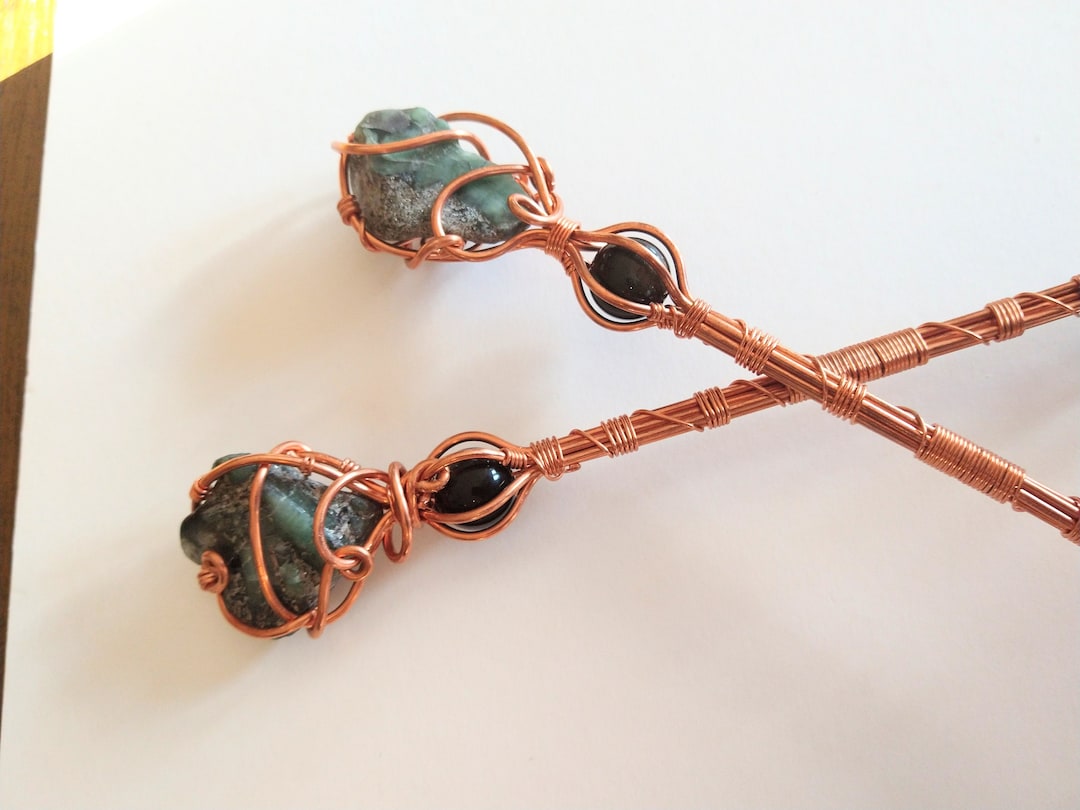 Handmade Emerald Quartz Crystal Copper Wand: Energetic Alignment Tool ...