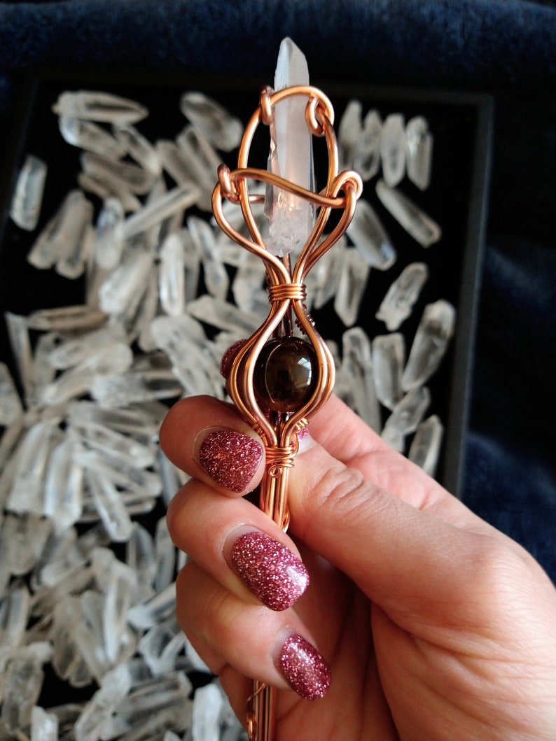 Balanced Crystal Copper Wand: Magic Altar Tool - Etsy