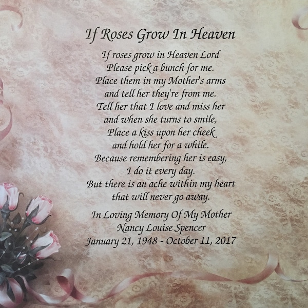 Roses Grow in Heaven - Etsy