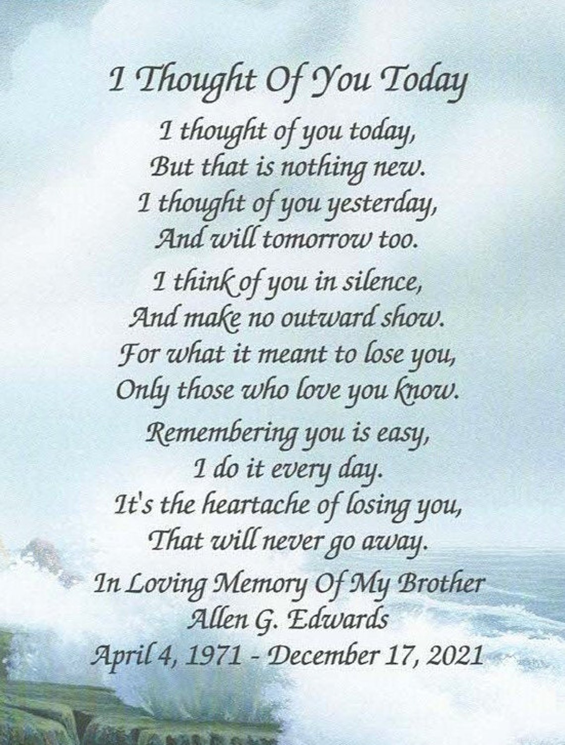 Memory of Brother Sympathy Gifts Personalized Gift Print | Etsy