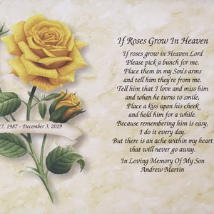 Memory of Son, Sympathy Gifts, Memorial Day Gift Idea, Condolence Gifts ...