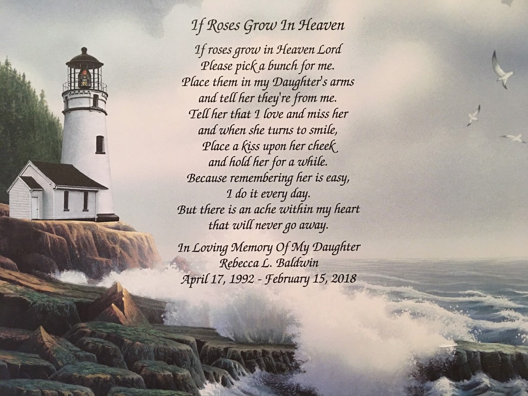 Memory of Daughter, Sympathy Gifts, If Roses Grow in Heaven, in Memory ...