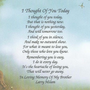 In Memory of Brother, Sympathy Gift, Loss of Brother Poem, Memorial ...