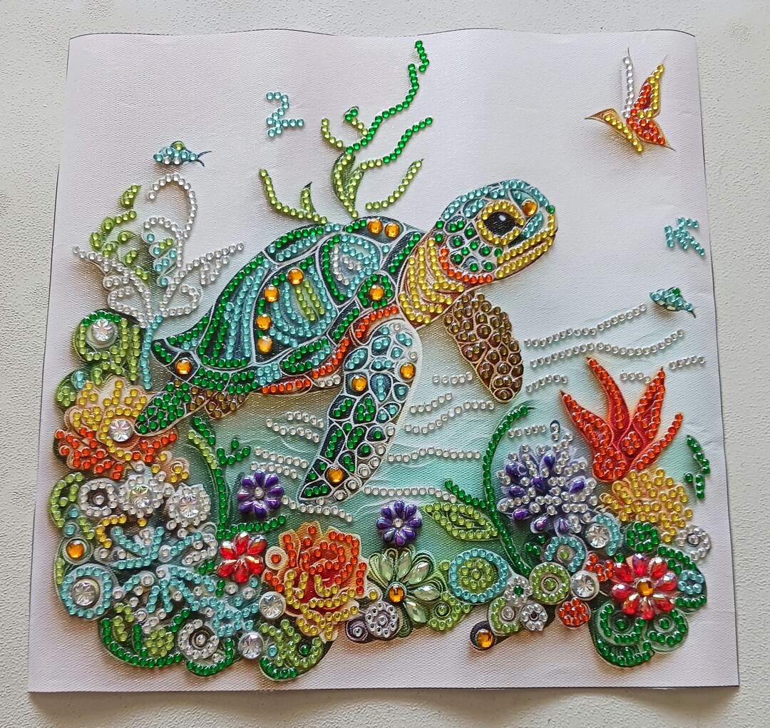 Finished Jeweled Sea Turtle Diamond Painting - Etsy