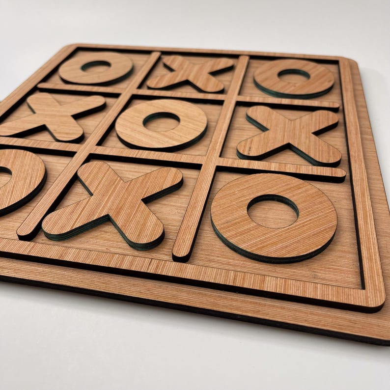 Handmade Poplar Tic Tac Toe Board – Laser Cut, Hand Painted, Reversible ...