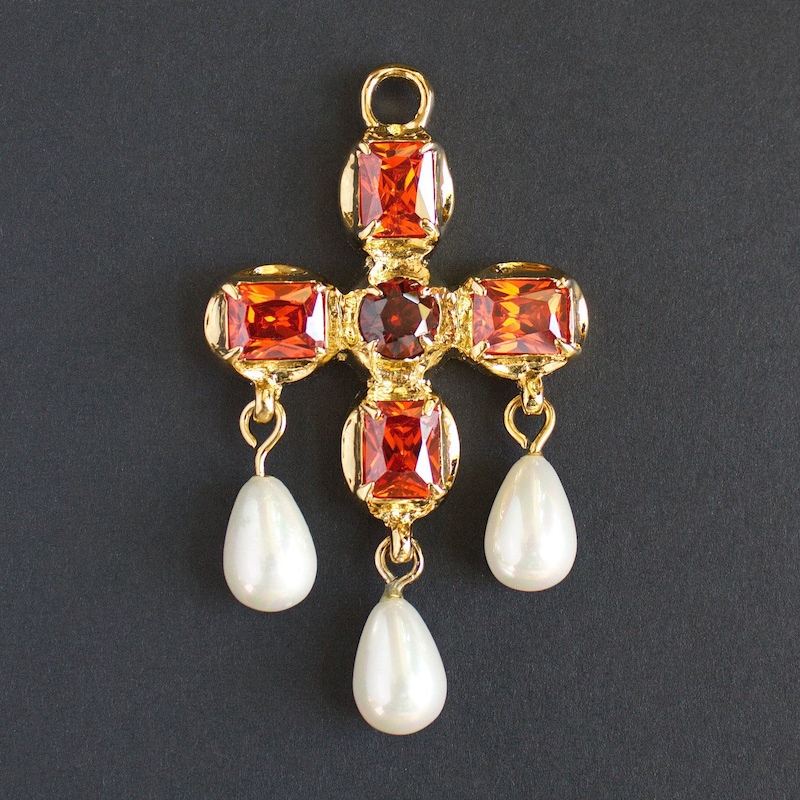 Medieval Gold Cross With Pearls - Etsy New Zealand
